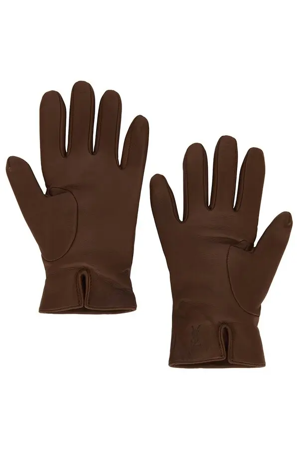 Saint Laurent Leather Gloves - Brown