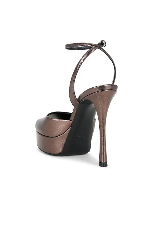 Saint Laurent La Scandale Platform Sandal - Metal Walnut