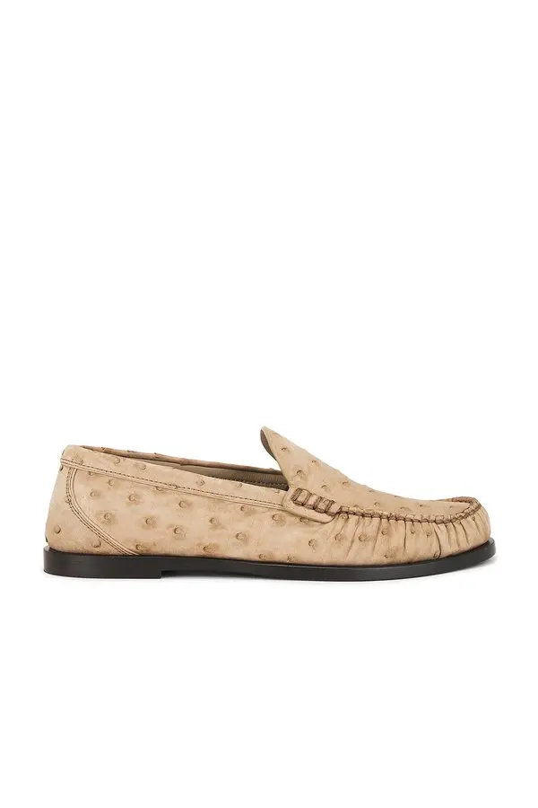 Saint Laurent Ostrich Leather Loafer - Light Tobacco