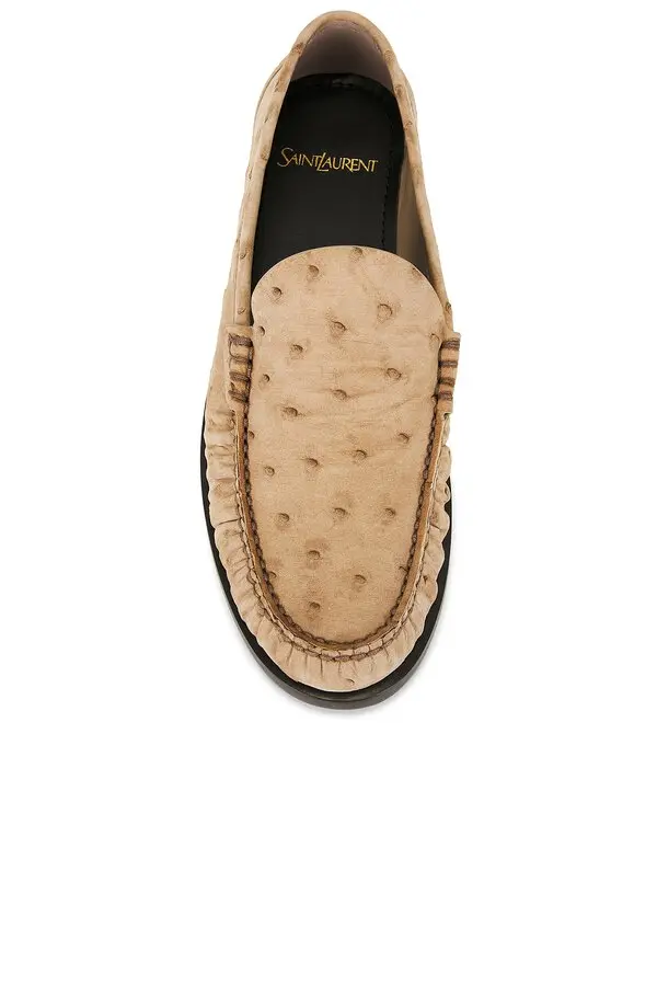Saint Laurent Ostrich Leather Loafer - Light Tobacco