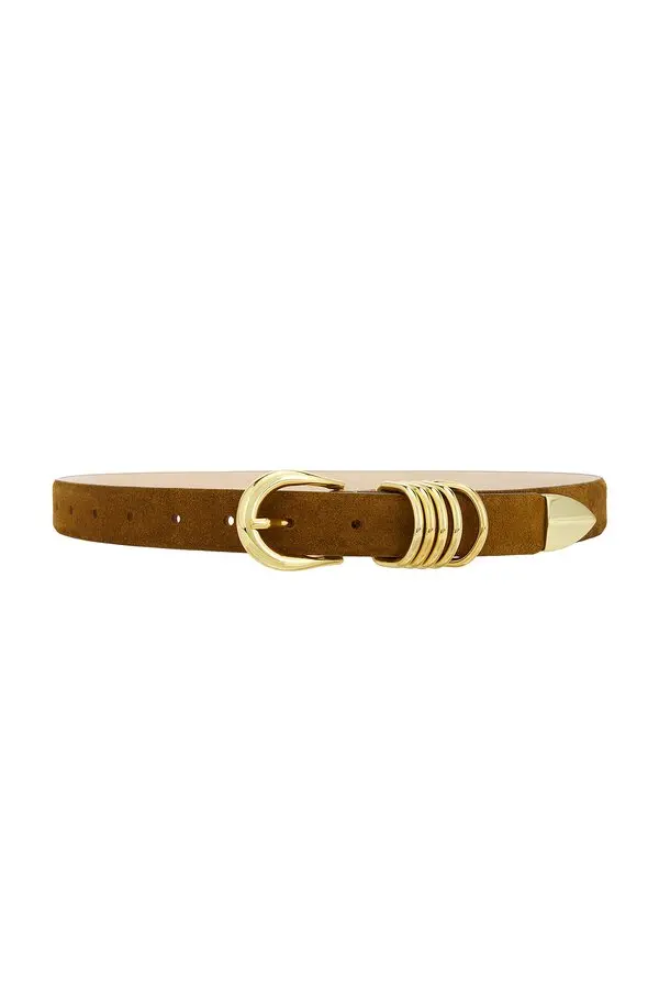DEHANCHE Hollyhock Suede Belt - Ochre & Gold