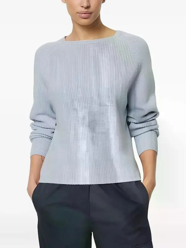Marc O'polo Ribbed-knit Round-neck Sweater - Blue