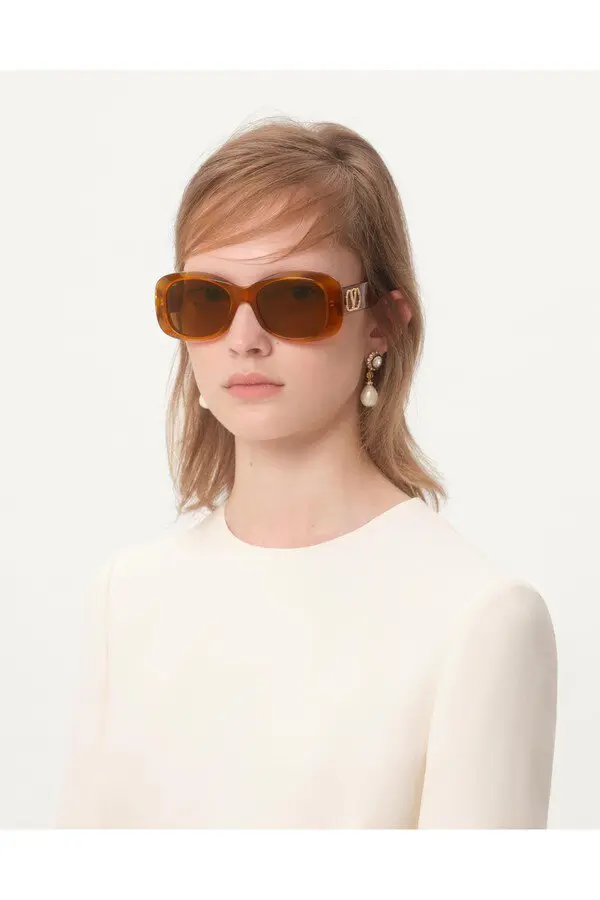 Valentino Garavani Rectangular Acetate Sunglasses