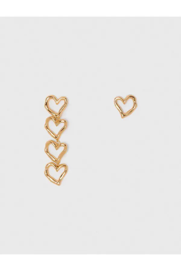 Maje Asymmetric Heart Earrings - Gold