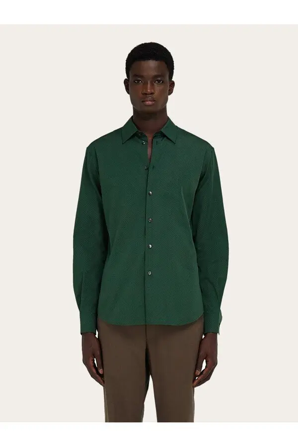 FERRAGAMO Micro-patterned Shirt - Natural