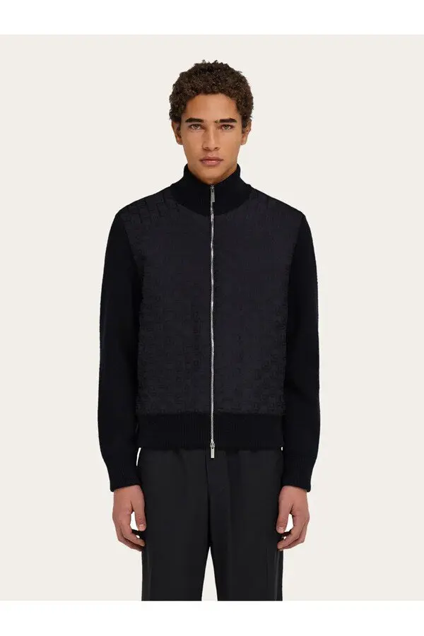 FERRAGAMO Knitted Bomber Jacket - Black