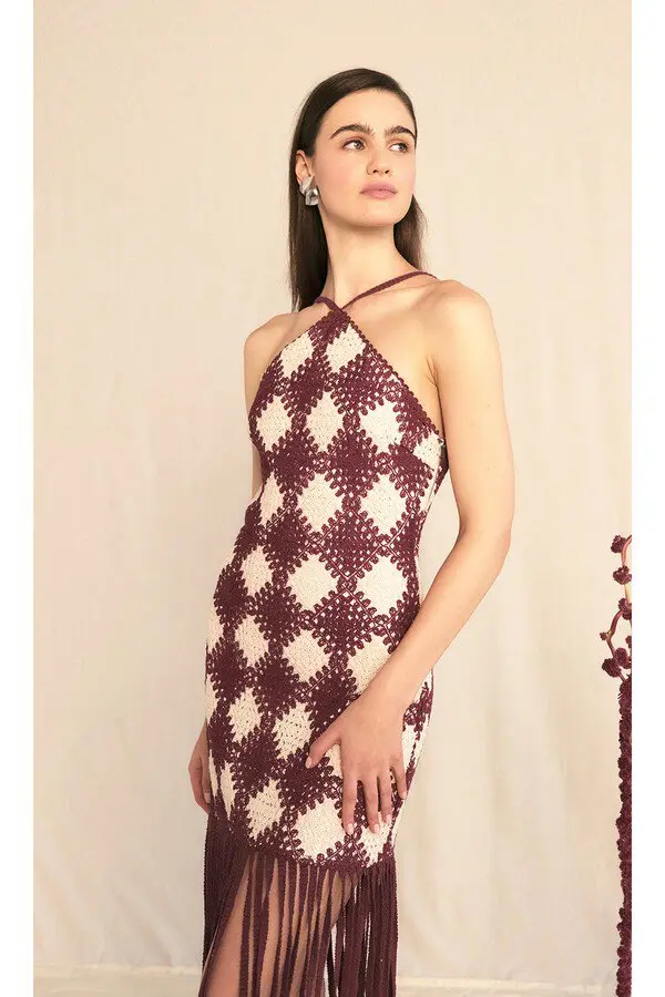 Saylor Dragana Crochet Midi Dress