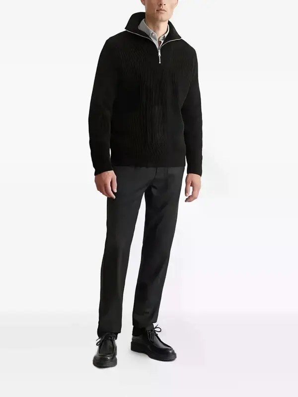 Marc O'polo Ribbed Quarter-zip Sweater - Black
