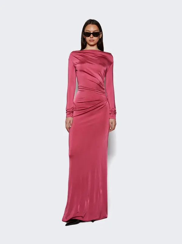 Victoria Beckham Off-shoulder Draped Gown - Pink