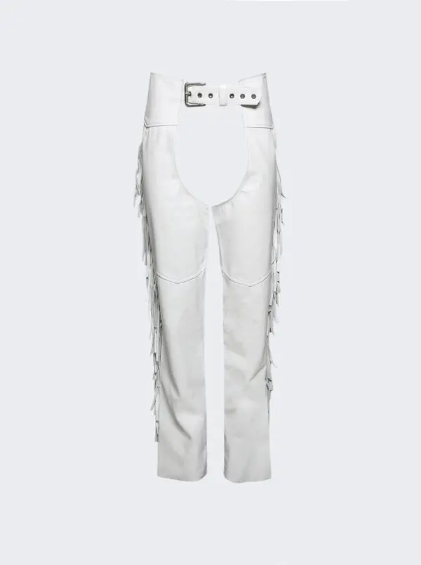 ANGELICA MONTINI Sette Fringe Leather Chaps - White