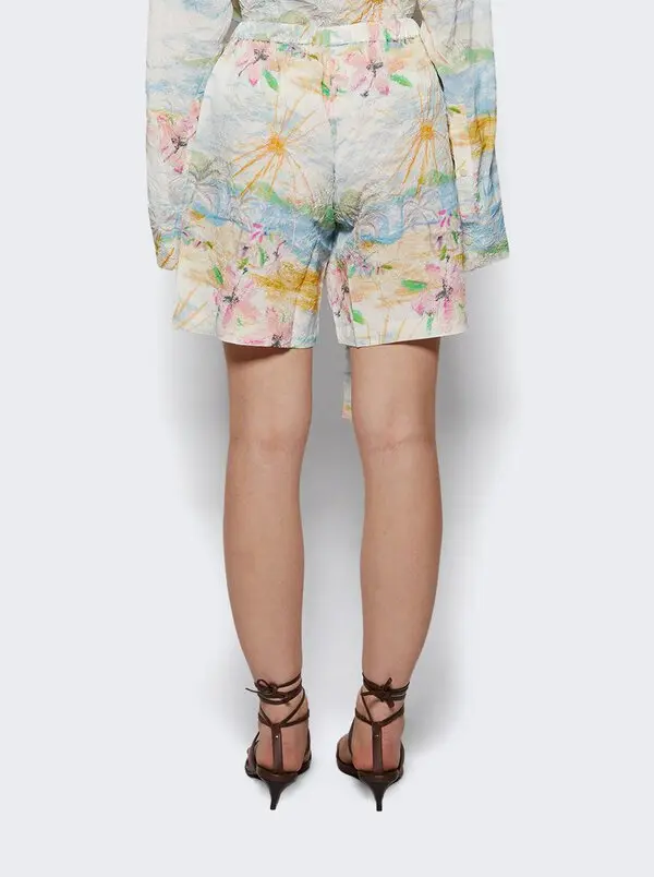Christopher Esber Crimped Bahia Hibiscus Print Short - Multi