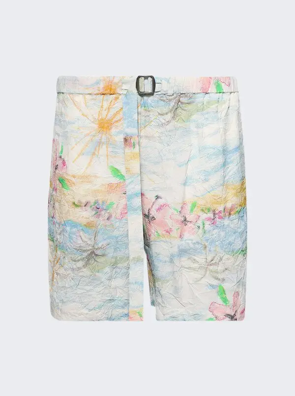 Christopher Esber Crimped Bahia Hibiscus Print Short - Multi