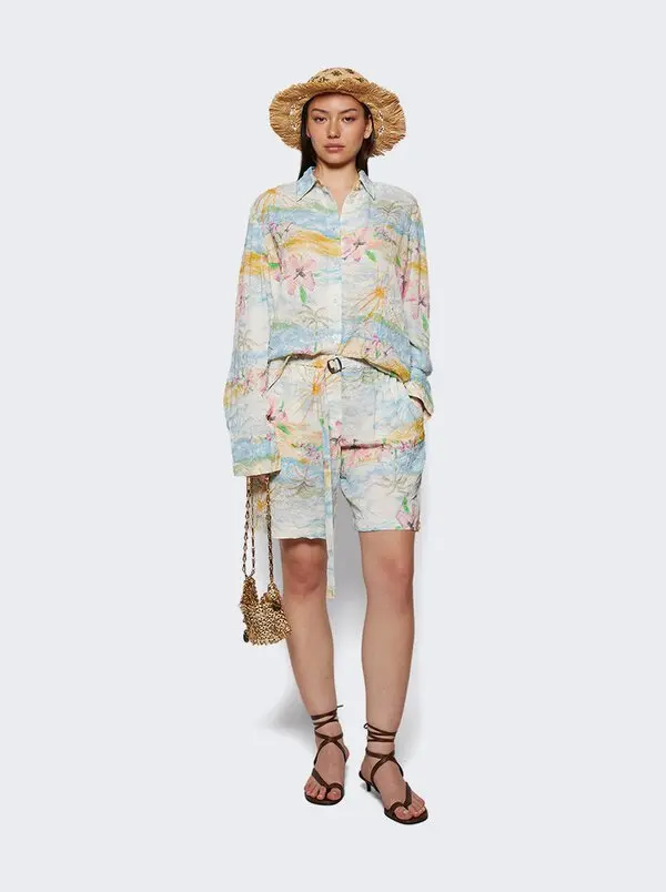 Christopher Esber Crimped Bahia Hibiscus Print Short