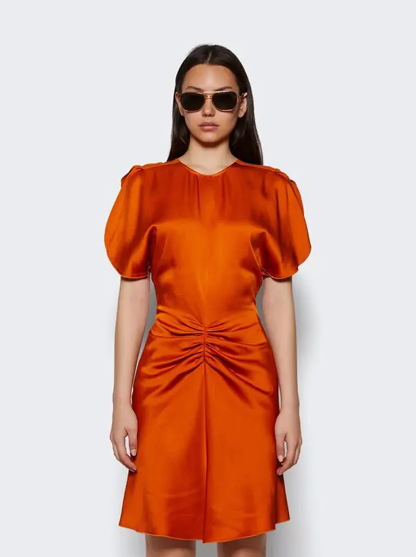 Victoria Beckham Gathered Waist Mini Dress - Orange