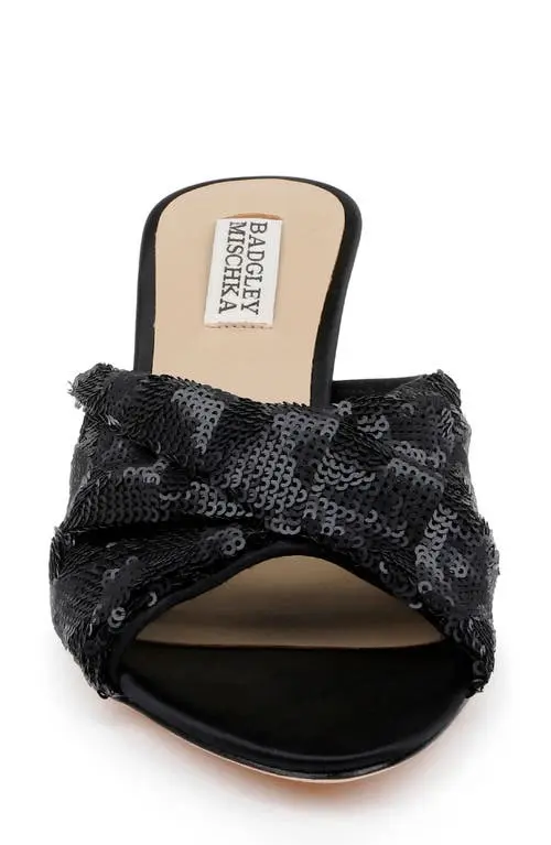 Badgley Mischka Gailea Sequined Slide Sandal - Black Sequins