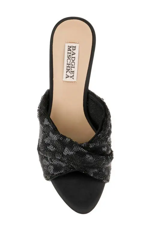 Badgley Mischka Gailea Sequined Slide Sandal - Black Sequins