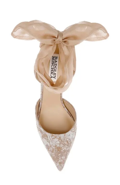 Badgley Mischka Blaze Ii Ankle Tie Pointed Toe Pump - Tan