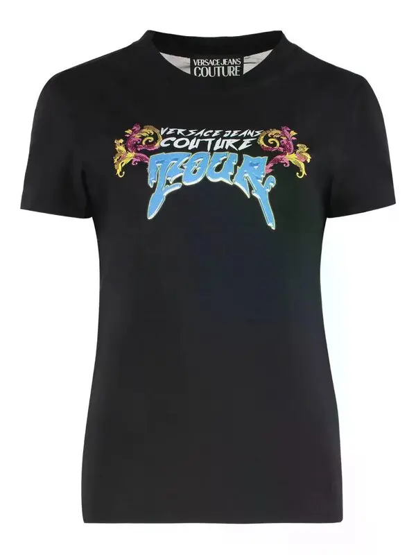 Versace Logo-print Mesh-panel T-shirt - Black