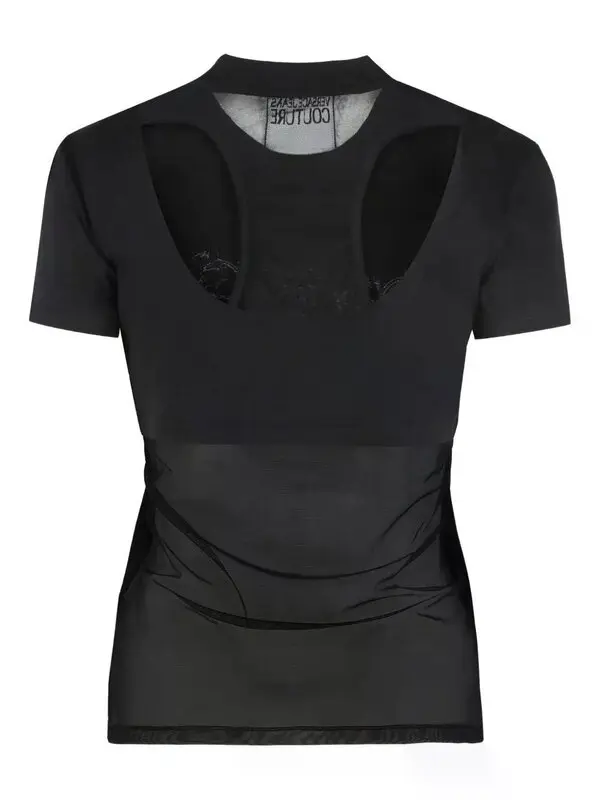 Versace Logo-print Mesh-panel T-shirt - Black