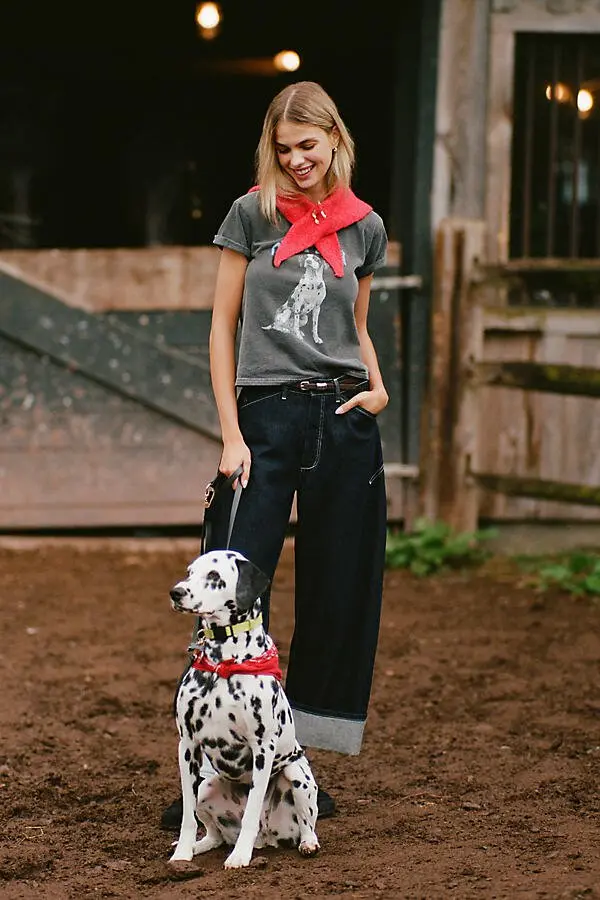 Anthropologie Dog Graphic Tee - Grey Dalmation