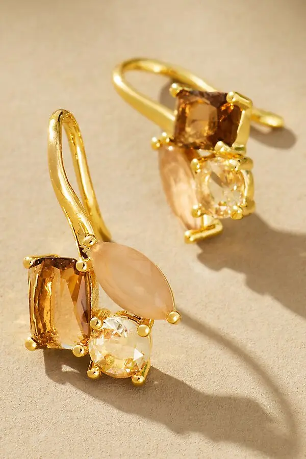 Anthropologie Cluster Crystal Earrings - Brown