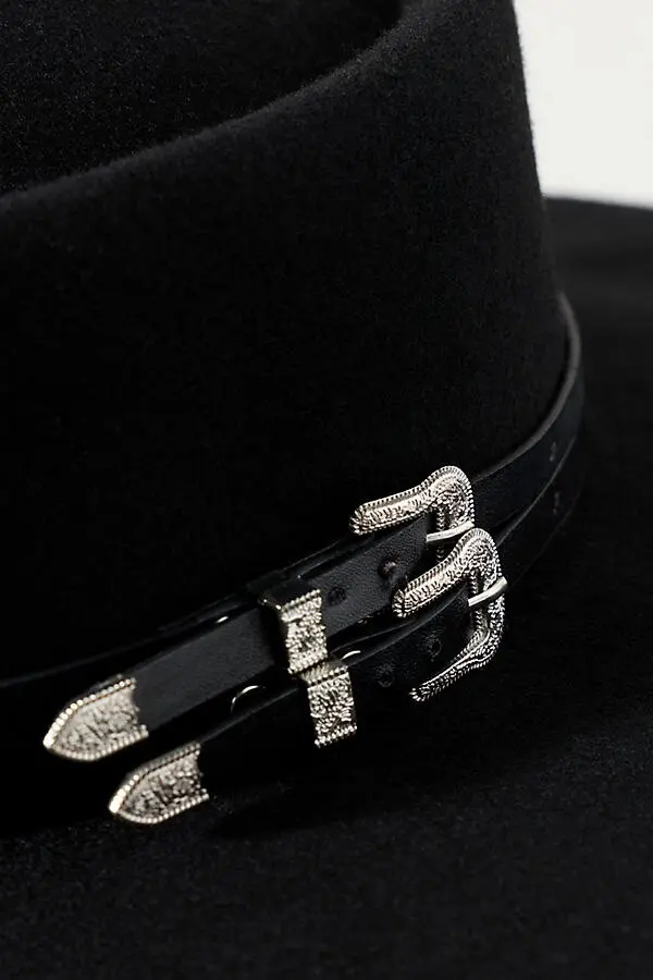 San Diego Hat Ella Double-belt Wool Boater - Black