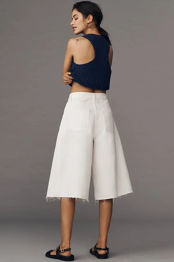 PILCRO Pleated High-rise Culotte Jeans