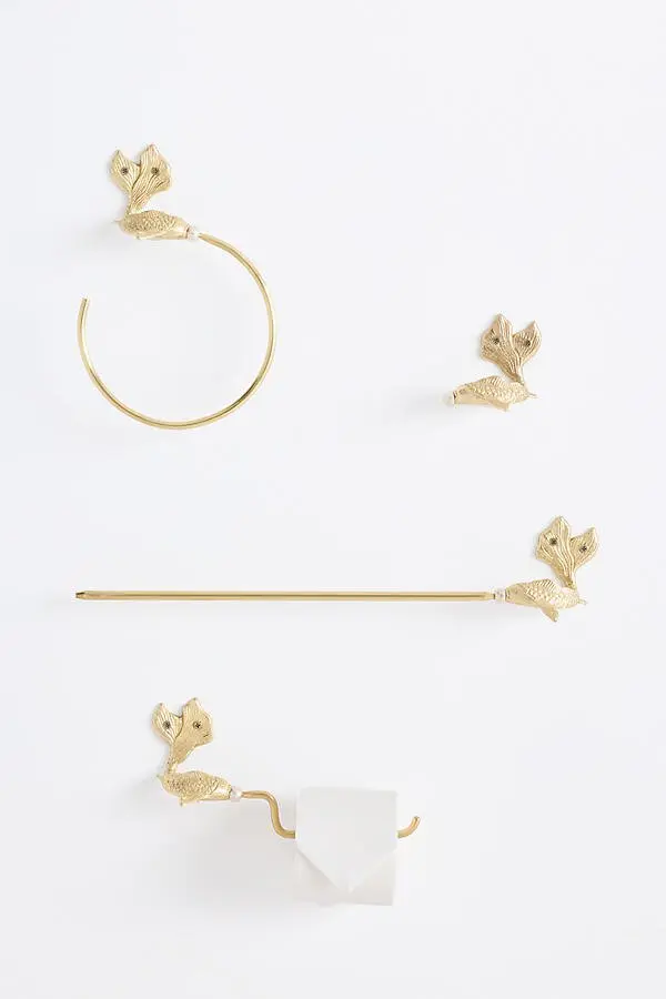 Anthropologie Koi Fish Bath Hook - Antiqued Brass