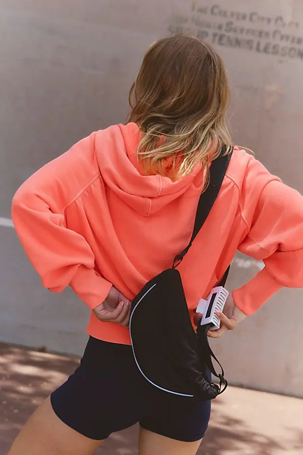 Free People Prep Zip Up Top - Neon Coral