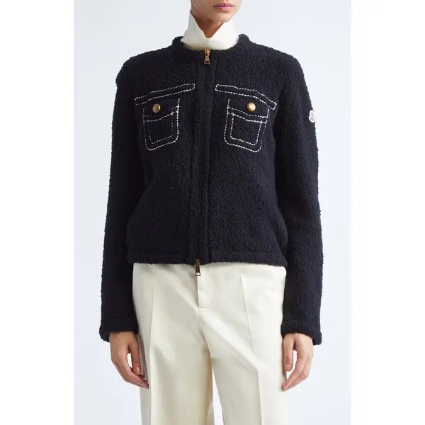 Moncler Bouclé Knit & Down Cardigan