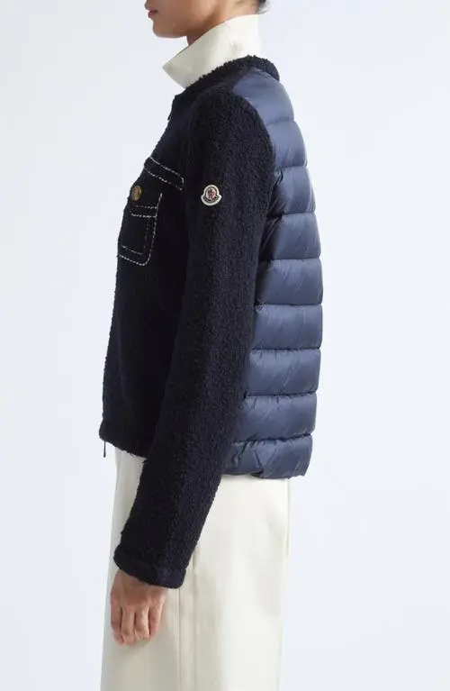 Moncler Bouclé Knit & Down Cardigan