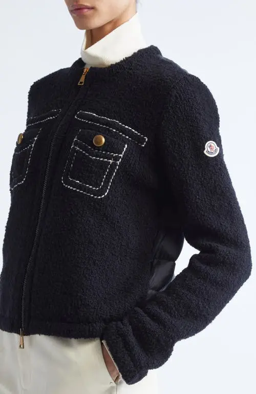 Moncler Bouclé Knit & Down Cardigan