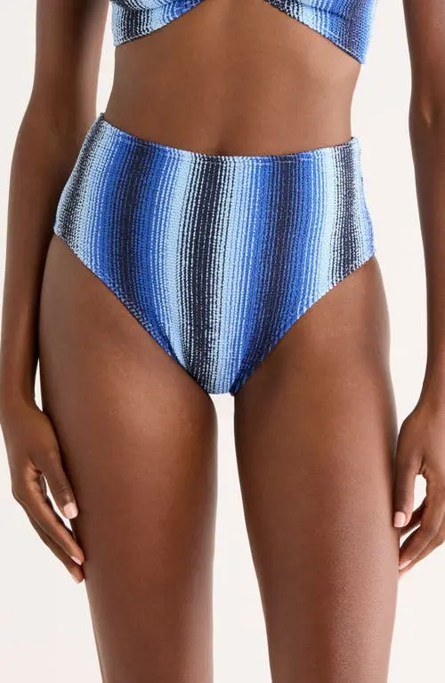 LEMLEM Stripe High Leg Bikini Bottoms - Feven Blue
