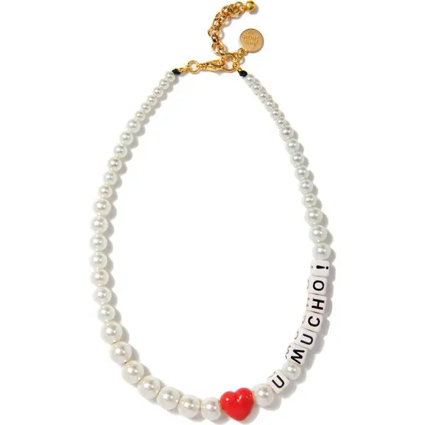 VENESSA ARIZAGA Love You Mucho Pearl Necklace - White
