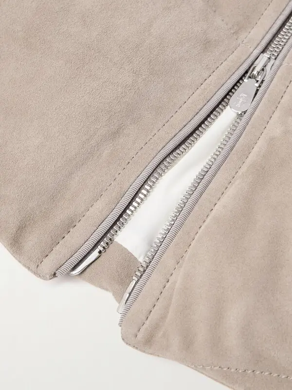 Brunello Cucinelli Quilted Suede Hooded Down Jacket - Neutrals