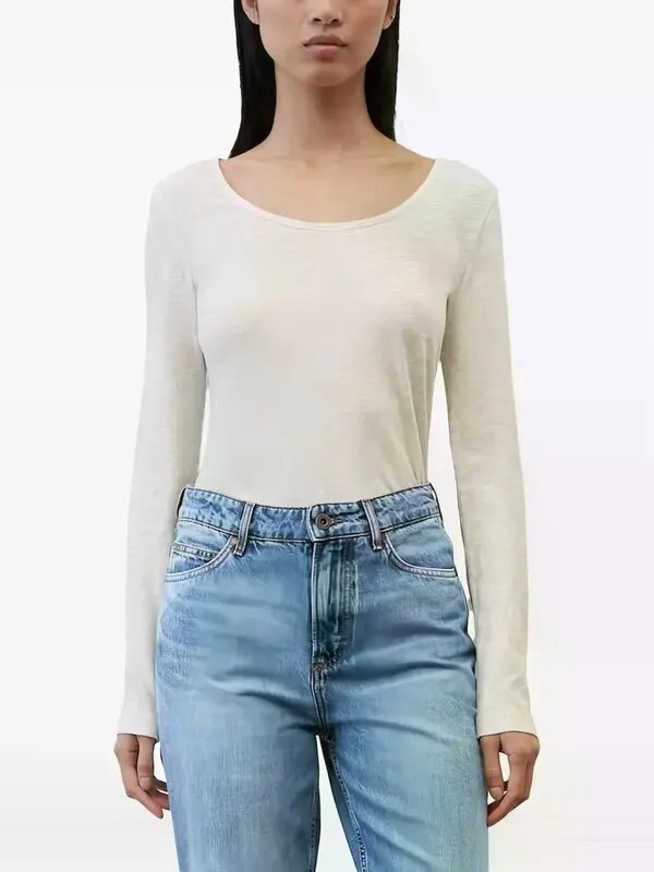 Marc O'polo Scoop-neck Long-sleeve Top - Neutrals
