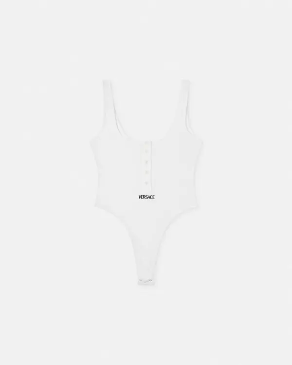 Versace Ribbed Cotton Bodysuit - White