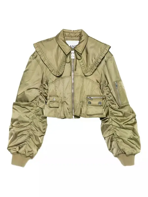 GANNI Duchess Bomber Jacket - Green