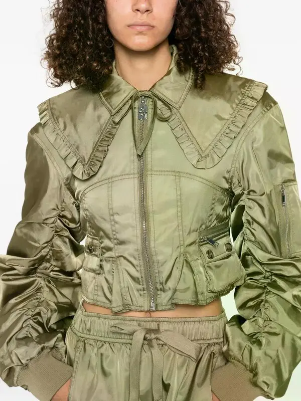 GANNI Duchess Bomber Jacket - Green