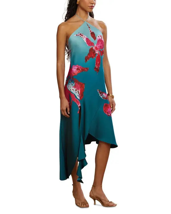 AMUR Alohi Placed Print Dress - Blue Speck