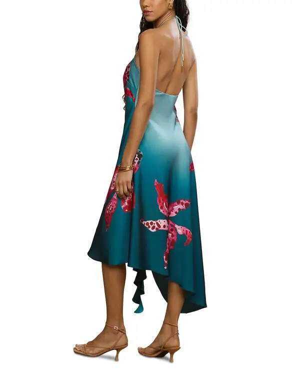 AMUR Alohi Placed Print Dress - Blue Speck