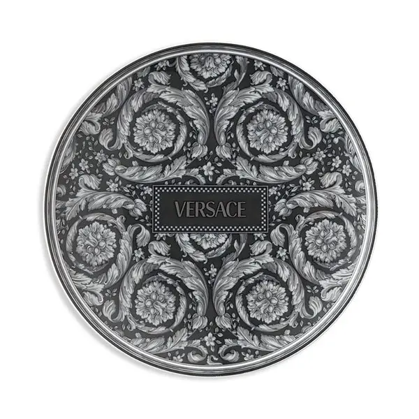 Versace Baroque Flowers And Plants Plate - Black