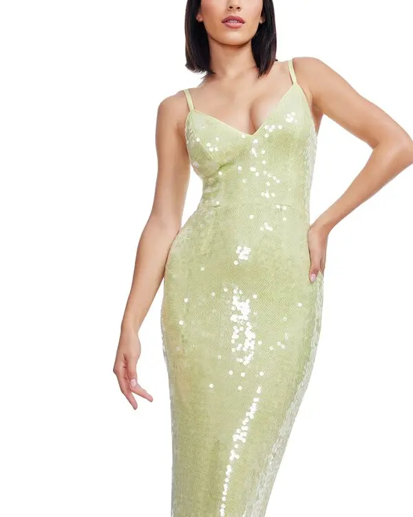 Dress The Population Megan Sequin V-neck Midi Dress