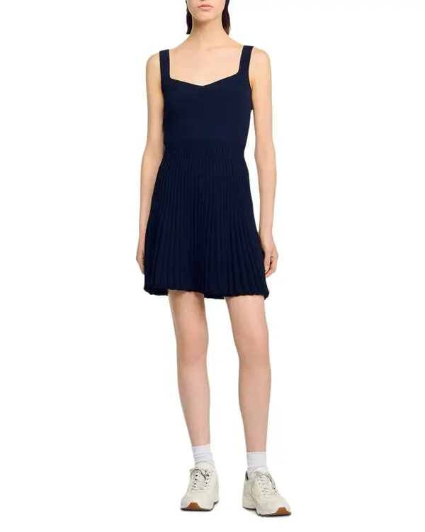 Sandro Sleeveless Pleated Knit Mini Dress
