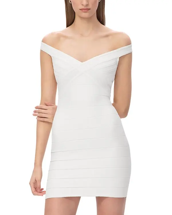 Herve Leger Rachel Bandage Mini Dress - Alabaster