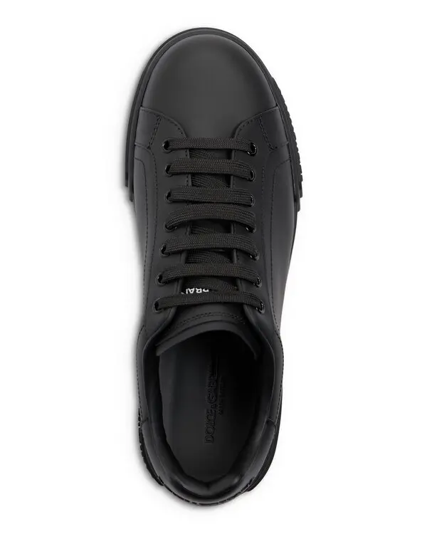 Dolce & Gabbana Calfskin Leather Lace Up Sneakers - Black