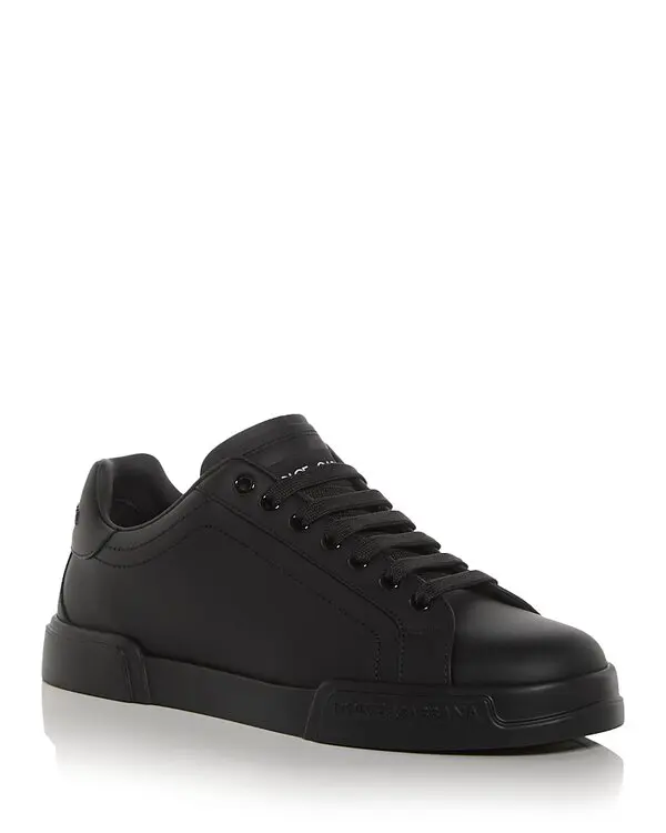 Dolce & Gabbana Calfskin Leather Lace Up Sneakers - Black