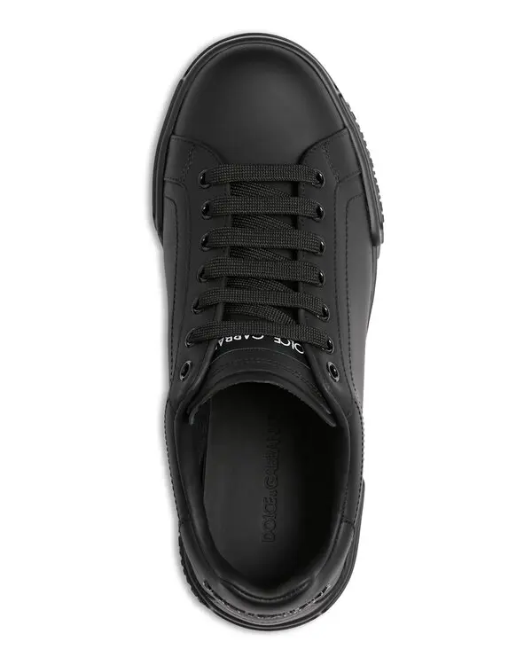 Dolce & Gabbana Calfskin Leather Lace Up Sneakers - Black