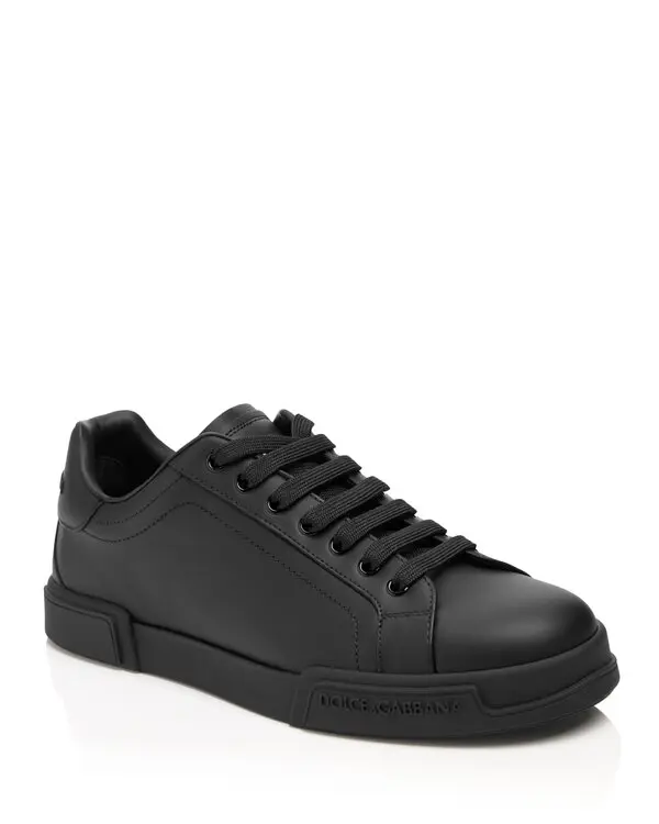 Dolce & Gabbana Calfskin Leather Lace Up Sneakers - Black
