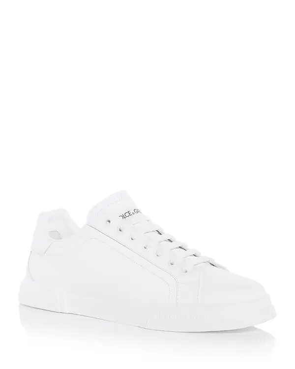 Dolce & Gabbana Calfskin Leather Lace Up Sneakers - White
